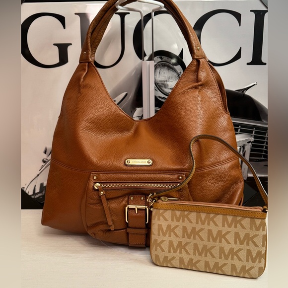 Michael Kors | Bags | Michael Kors Pebbled Leather Hobo With Mk ...